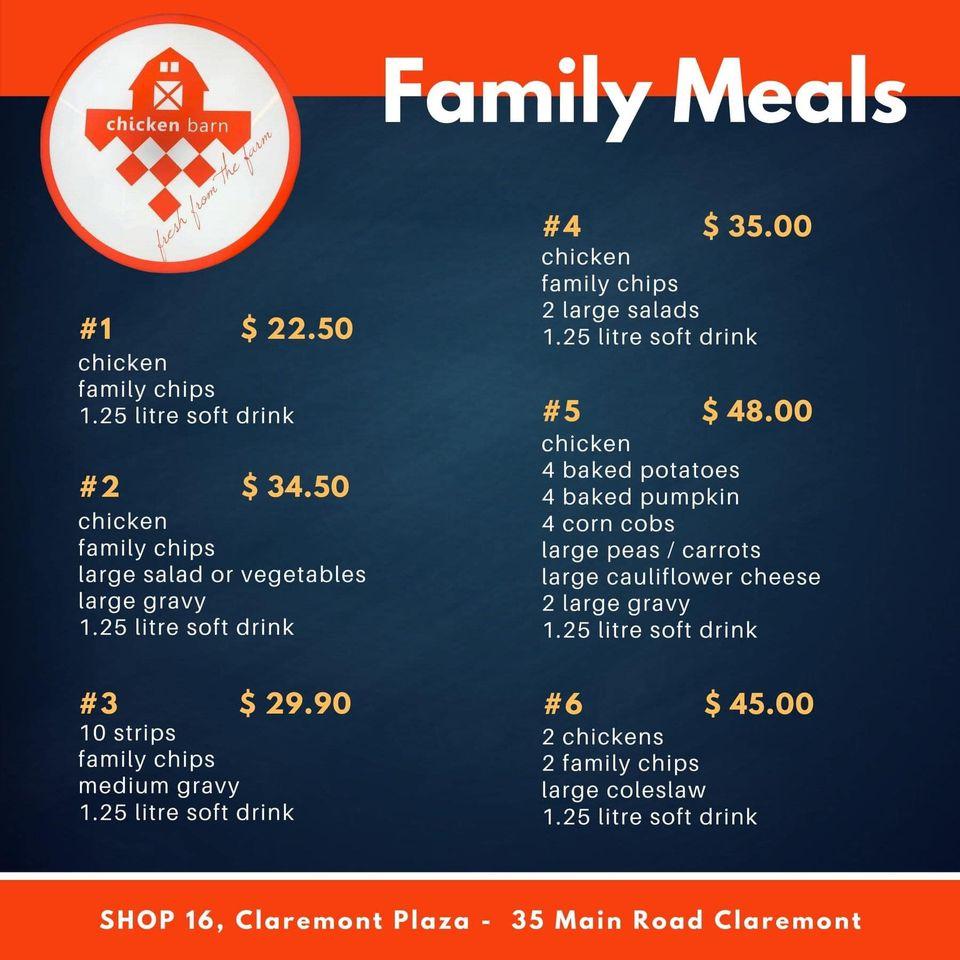 Menu at Village Chicken Barn, Claremont