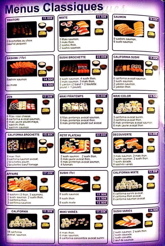Menu au world sushi restaurant, Versailles, 60 rue d Anjou