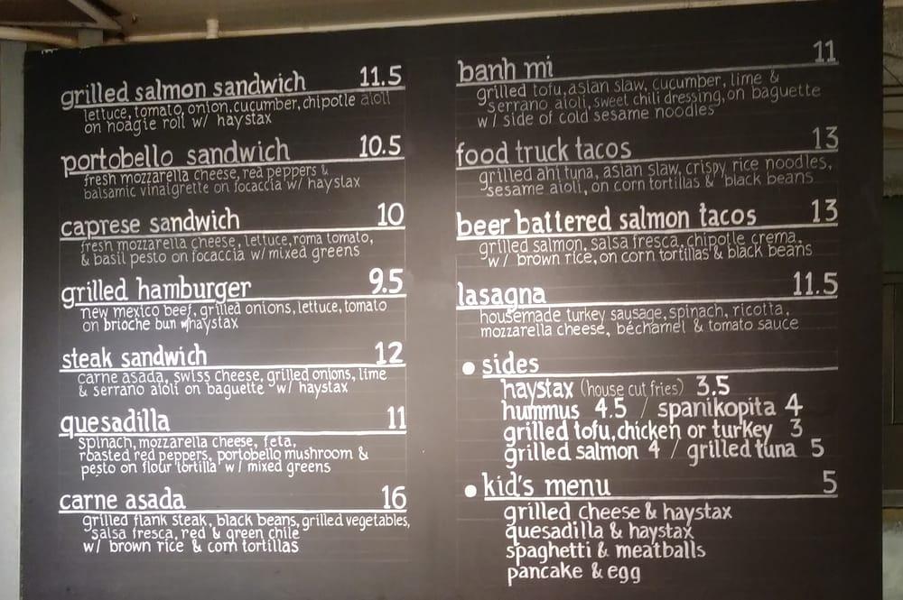 Menu at Counter Culture cafe, Santa Fe
