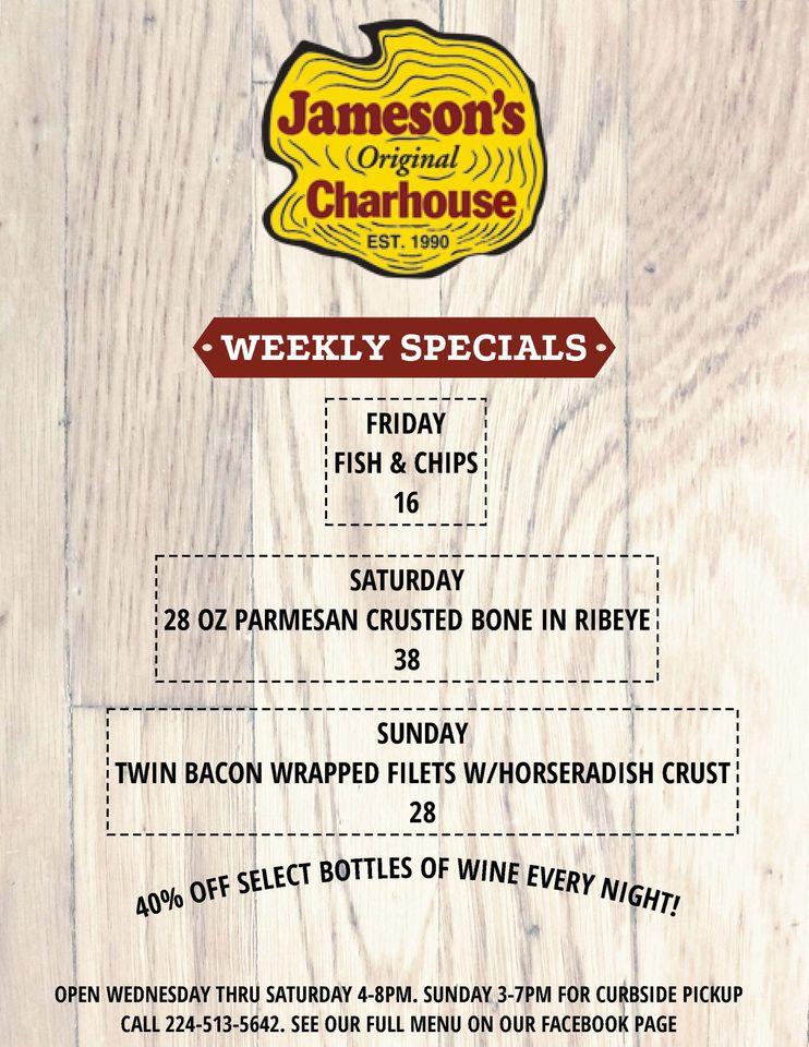 Menu at Jameson's Charhouse - Vernon Hills pub & bar, Vernon Hills