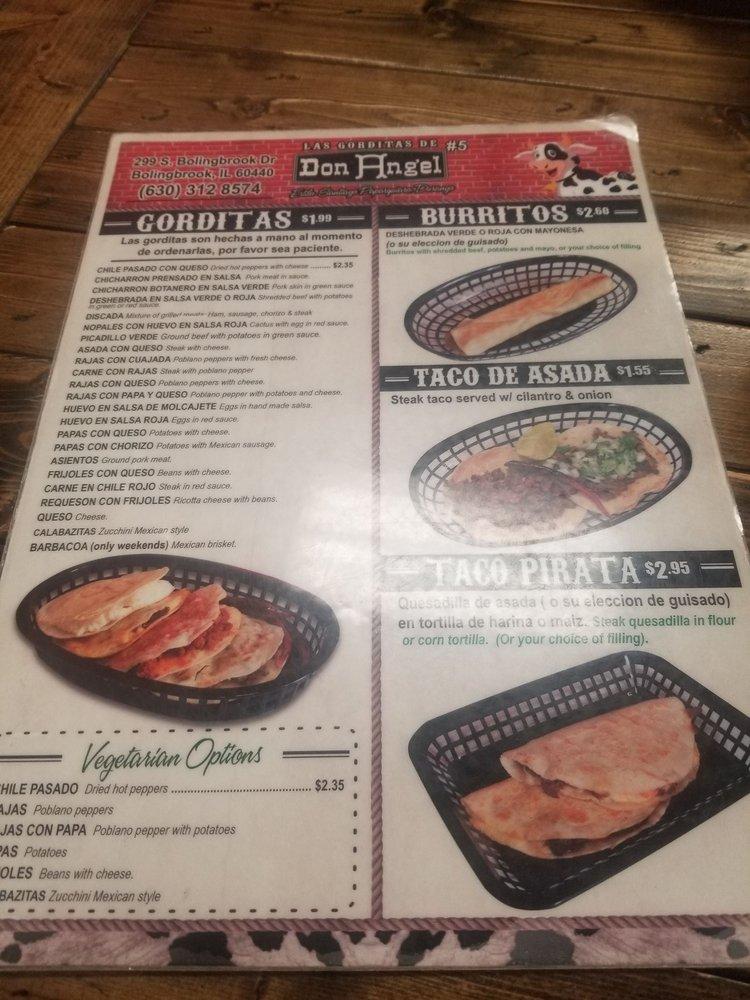 Menu at Las Gorditas De Don Angel restaurant, Bolingbrook, 299 S ...