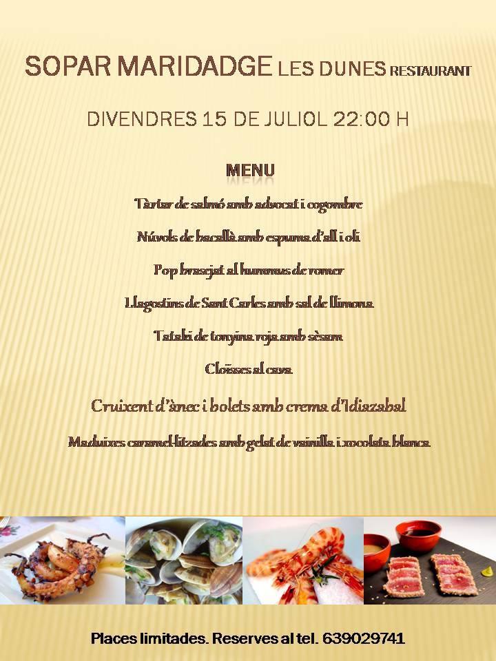 Menu at Les Dunes Restaurant, Riumar