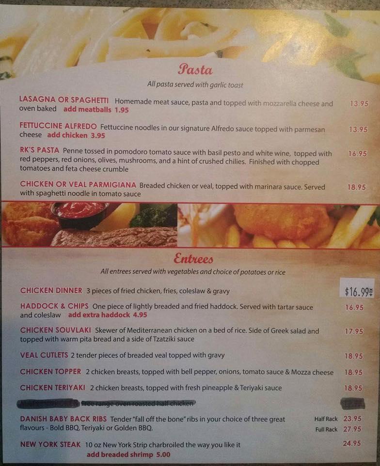 Menu at ROB'S BAR & GRILL, Hardisty