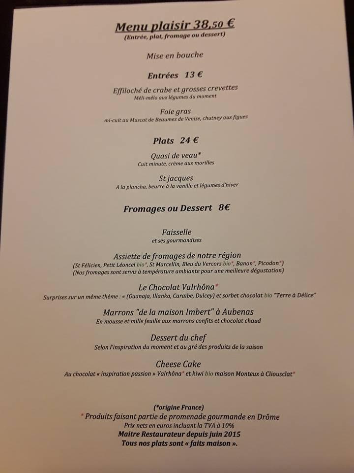 Menu au Restaurant La Fontaine - L’Artiste et le Cuisinier, Cliousclat