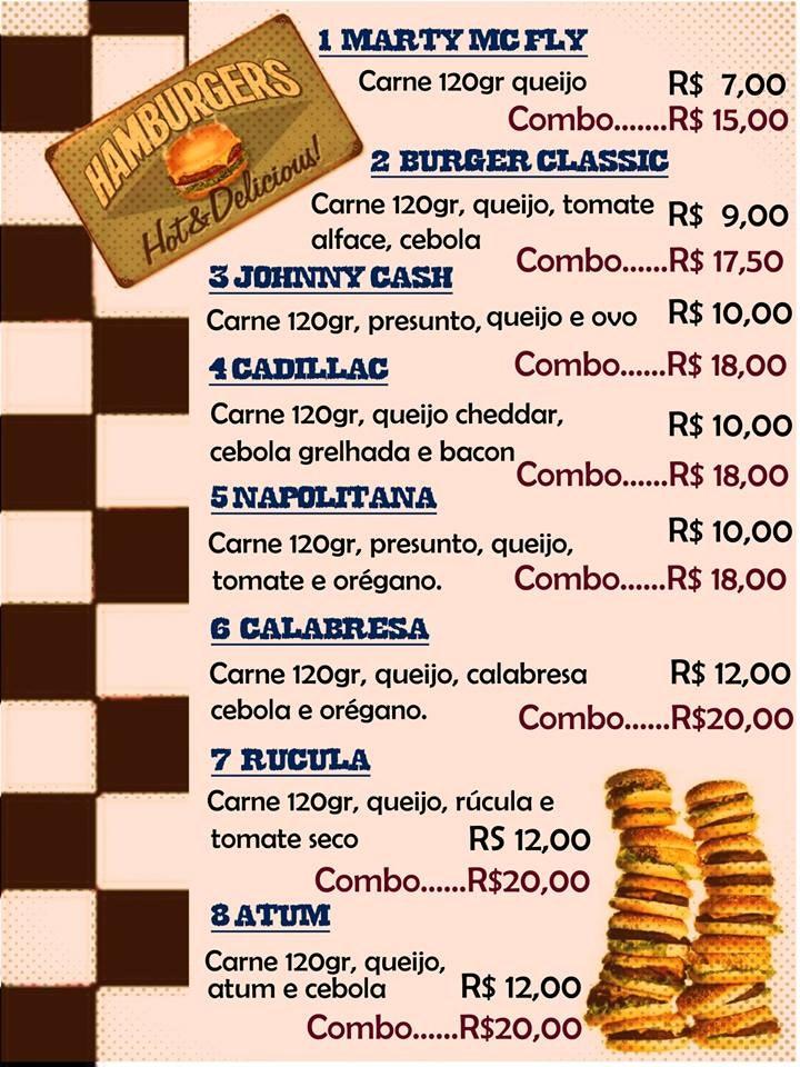 Menu at Rockabilly Bar, Florianópolis