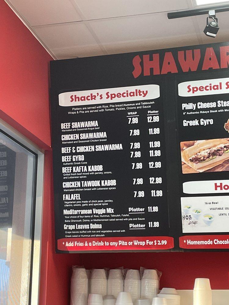 Menu at Shawarma Shack restaurant, Broken Arrow