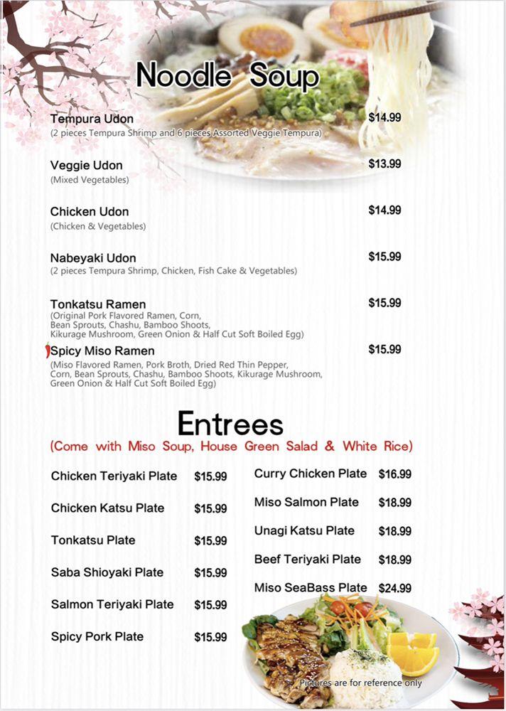 Menu at Yoshi Sushi restaurant, Los Altos