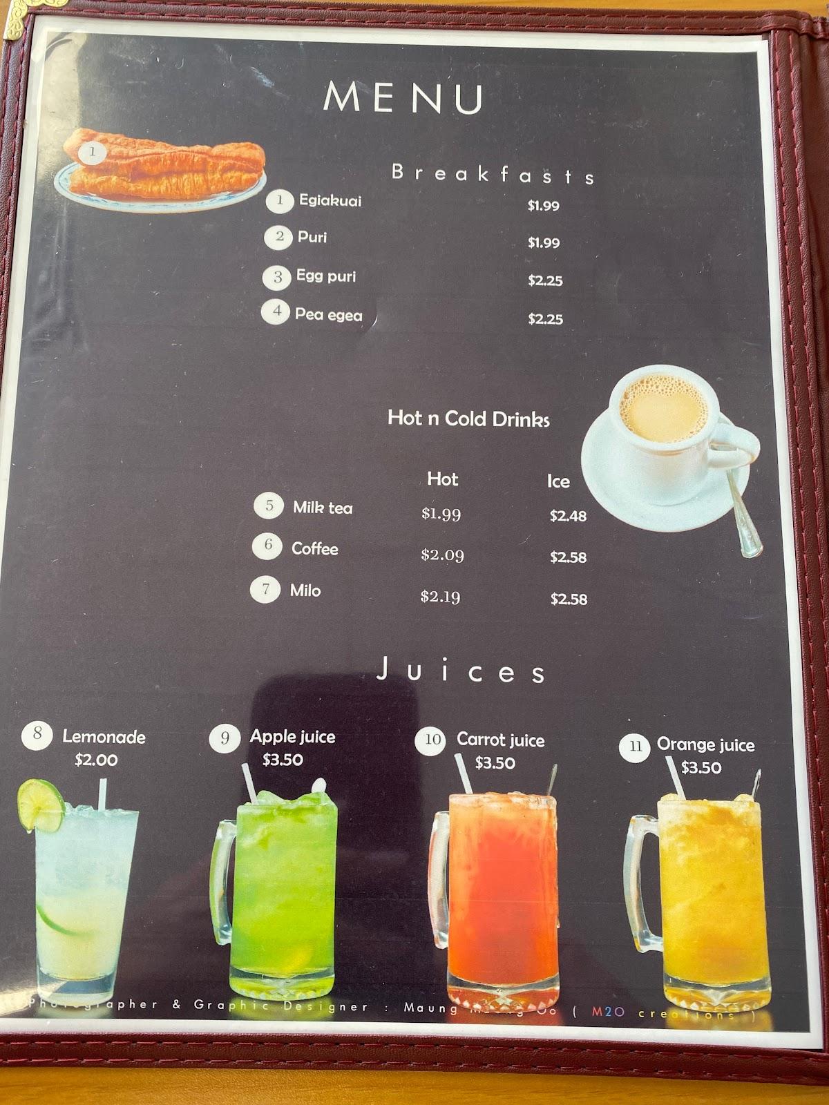 Menu at Esther Asian Restaurant, Indianapolis
