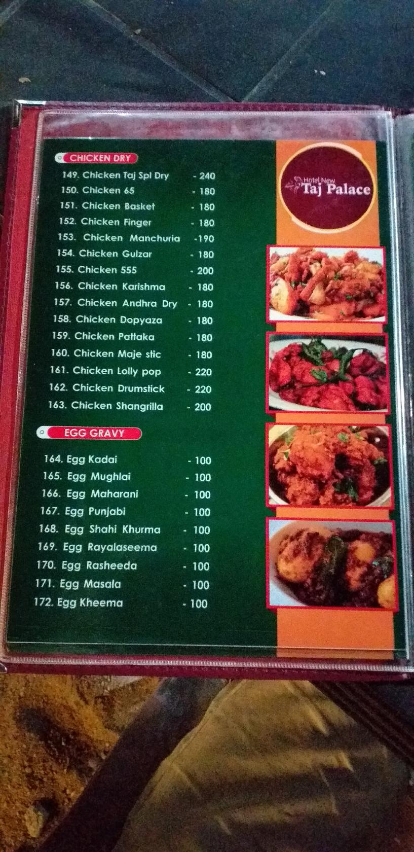 Menu at TAJ PALACE VEG & NON VEG HOTEL, Pullur
