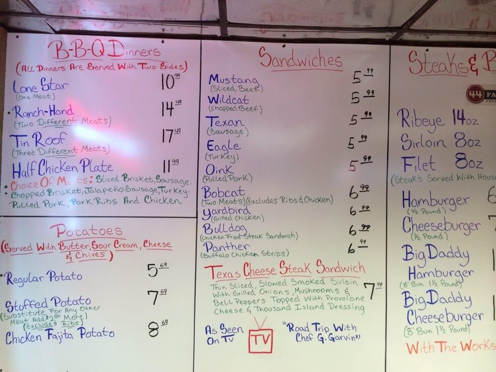 Menu at Tin Roof BBQ, Atascocita, Town Center Blvd
