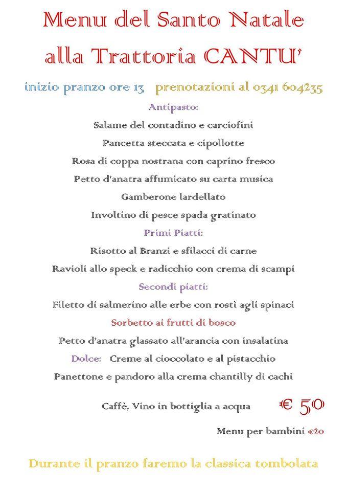 Menu at Trattoria CANTU' dal 1897 restaurant, Olginate