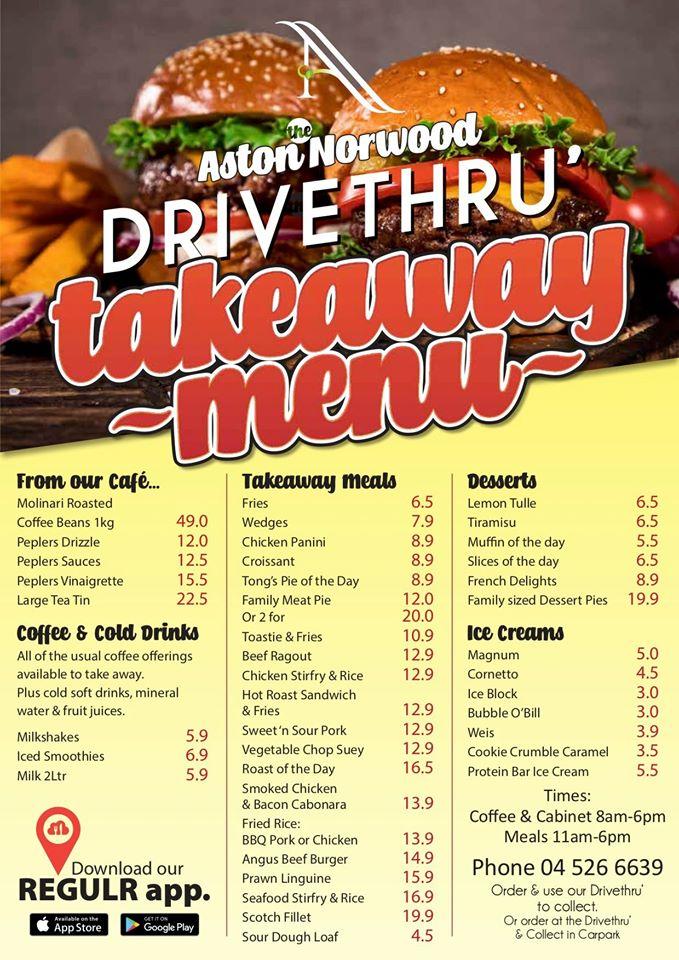 Menu at Aston Norwood Cafe & Function Centre, Upper Hutt