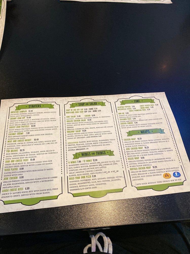 Menu at Benny's Pub, Hagerstown