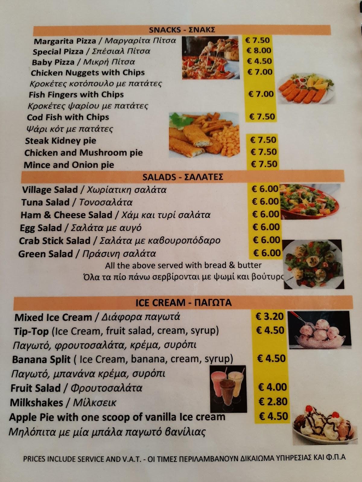 Menu at Friendship Bar And Cafe, Paphos