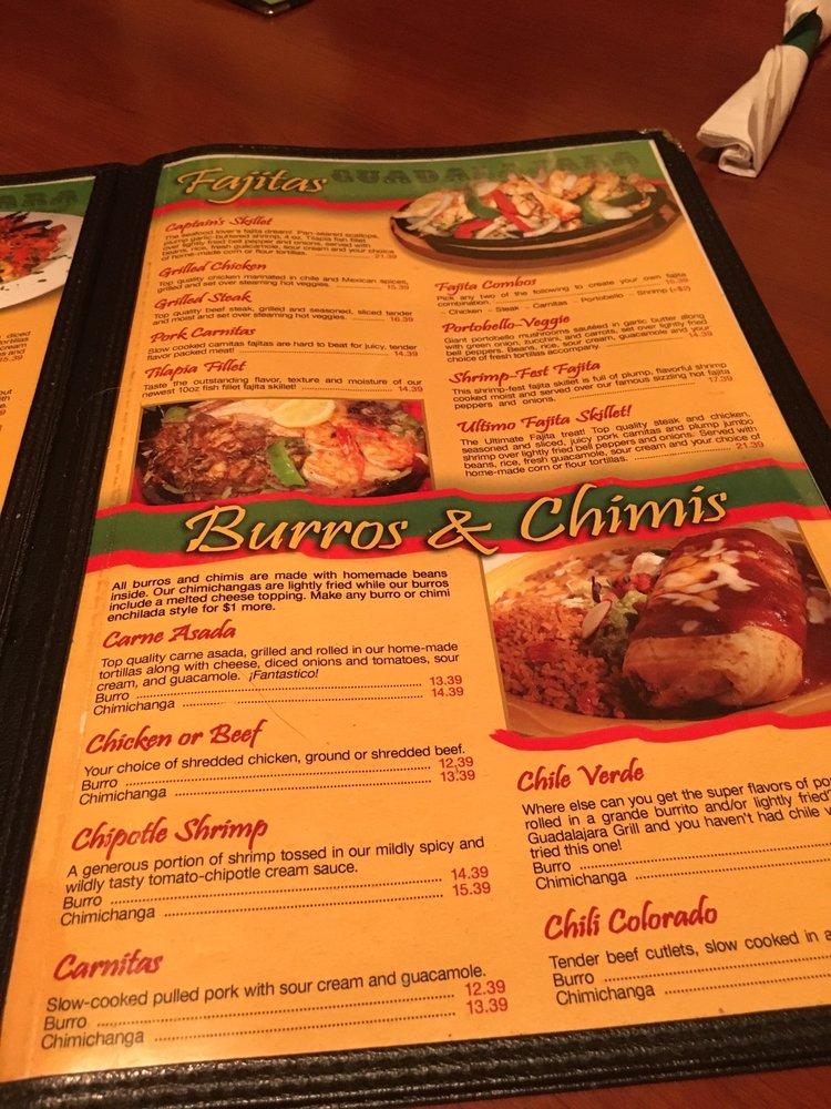 Menu at Guadalajara Original Grill restaurant, Tucson, N Oracle Rd