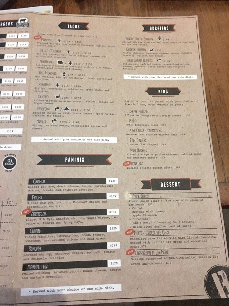 Menu at Brickson's Urban Kitchen + Bar, Ciudad Apodaca