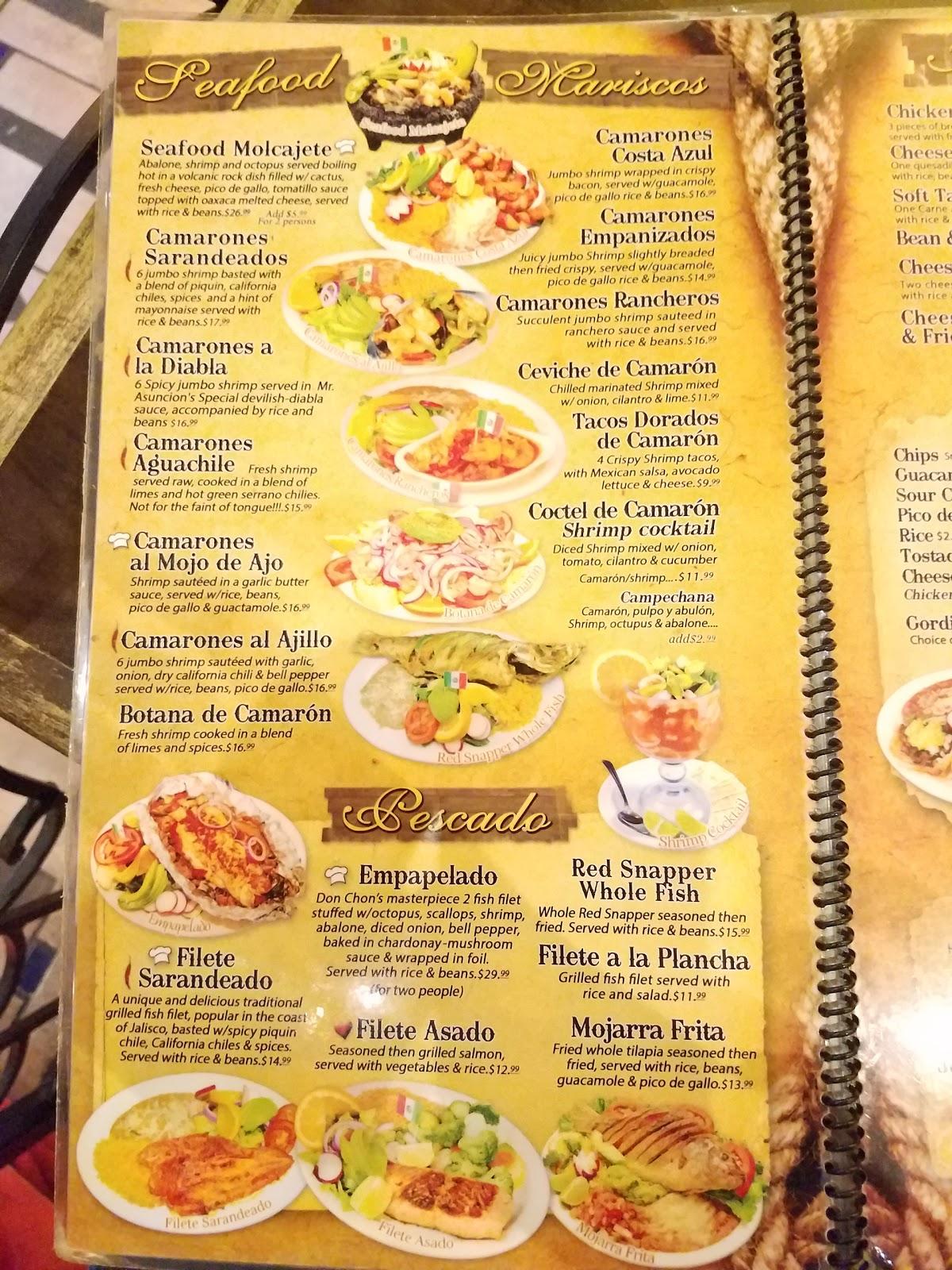 Menu at Fonda Don Chon restaurant, Covina