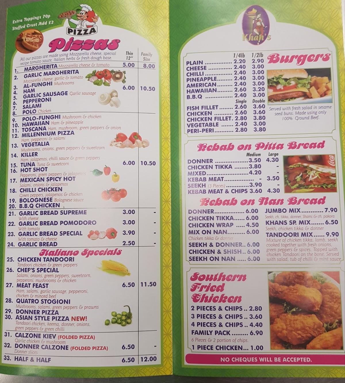 Menu at Khans Balti House fast food, Harrogate