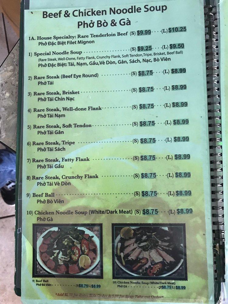 Menu at Pho An Restaurant, Humble