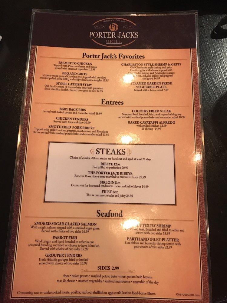 Menu at Porter Jacks Grill steakhouse, Manning