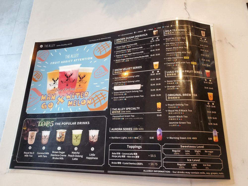 Menu at The Alley, Pasadena