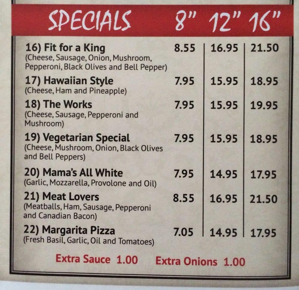 Menu at Adriano's Pizza Grotto pizzeria, Alpine