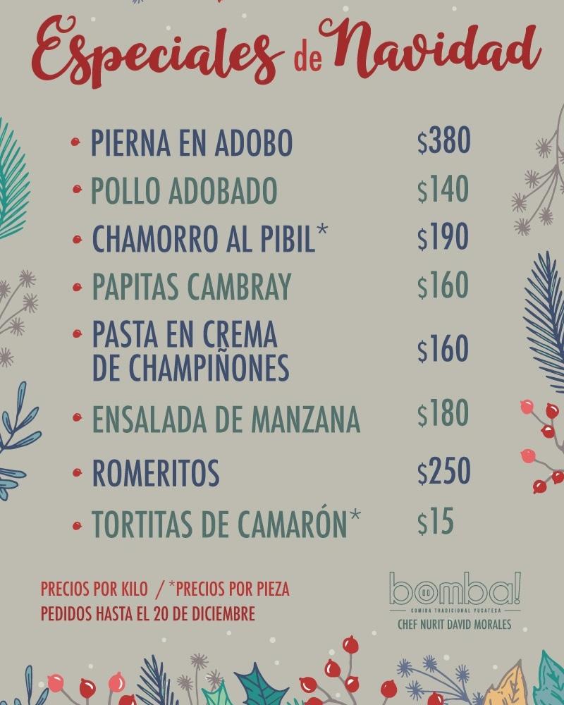 Menu at Bomba! Comidatradicionalyucateca restaurant, Mexico