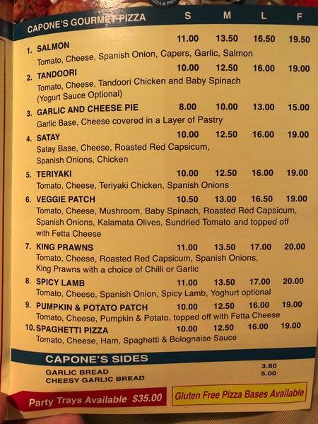 Menu at Capone's Pizza & Pasta Research pizzeria, Research