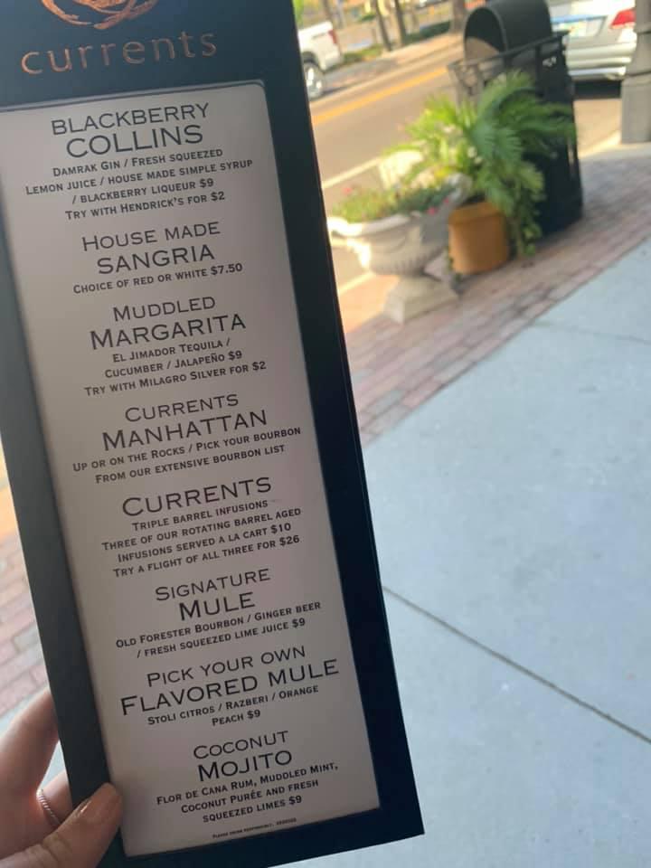 Menu at Currents Exquisite Cuisine & Historic Event Hall pub & bar ...