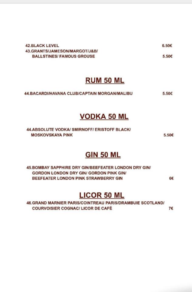 Menu at Food Network Fusion Restaurant, Lisbon