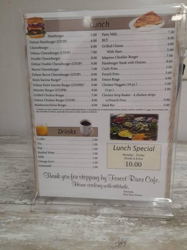 Menu at Forest River Café restaurant, Forest River