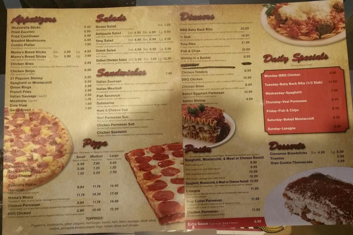 Menu at Mama Rosa's Pizzeria, Grosse Pointe Park