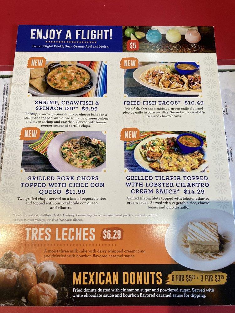 Menu at Monterey's Little Mexico restaurant, Temple