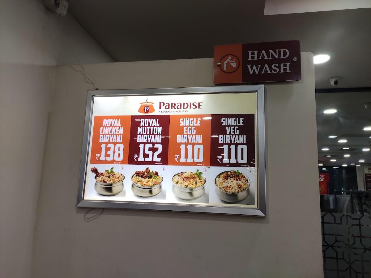 Menu at Paradise Biryani MGBS, Hyderabad, Bus Stand