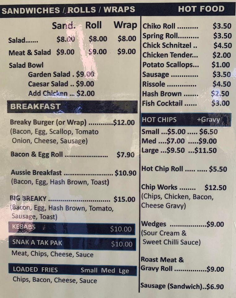 Menu at Snak A Tak Takeaway & Cafe, Tuggerah