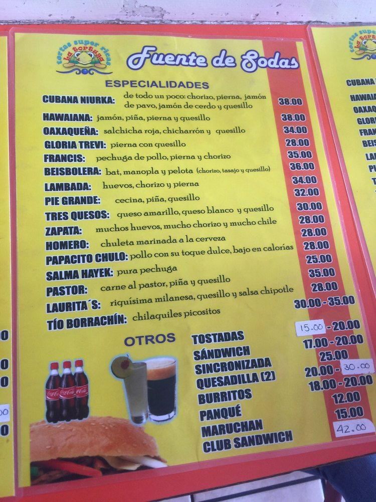 Carta de Tortas Super Ricas La Tortuga, Oaxaca