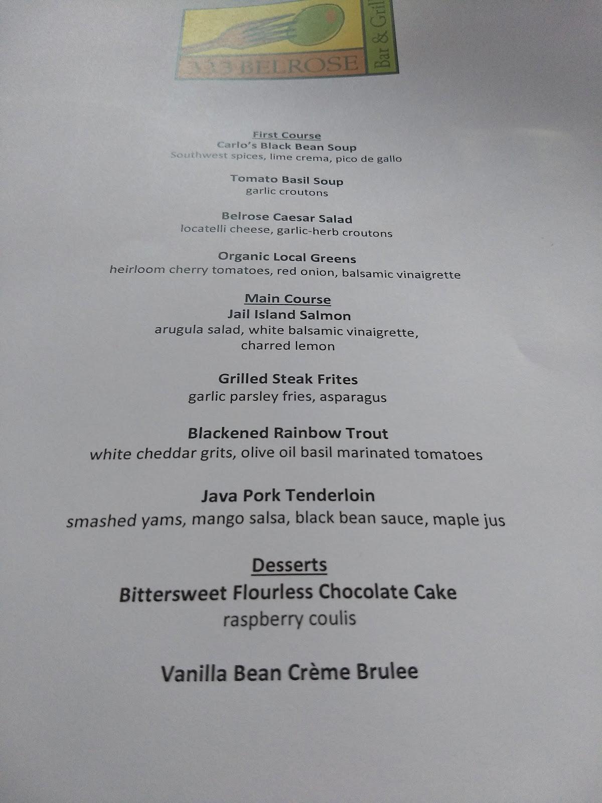 Menu at 333 Belrose Bar & Grill, Wayne