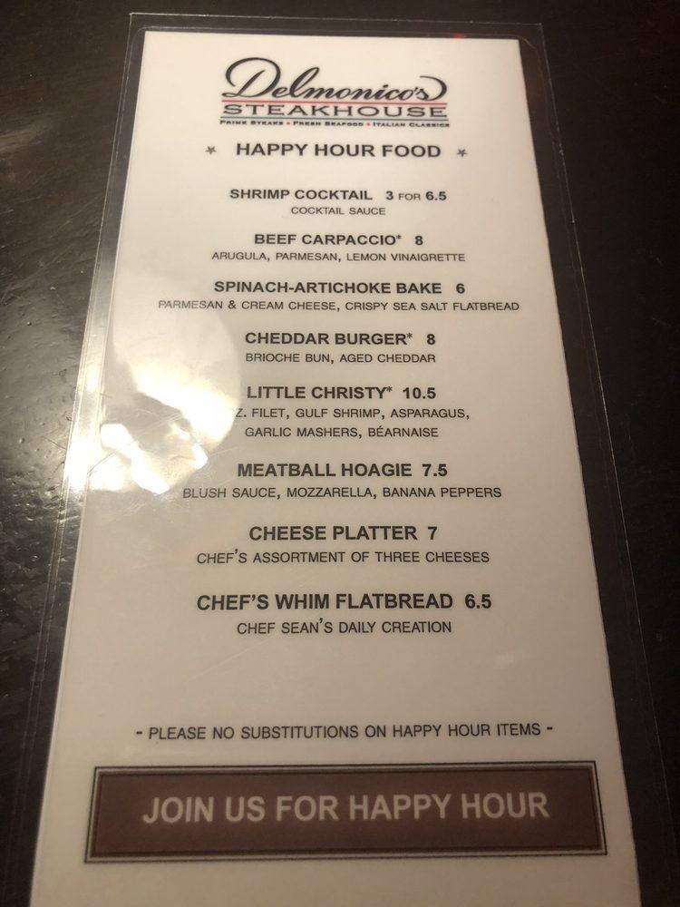 Menu at Delmonico's Steakhouse, Independence