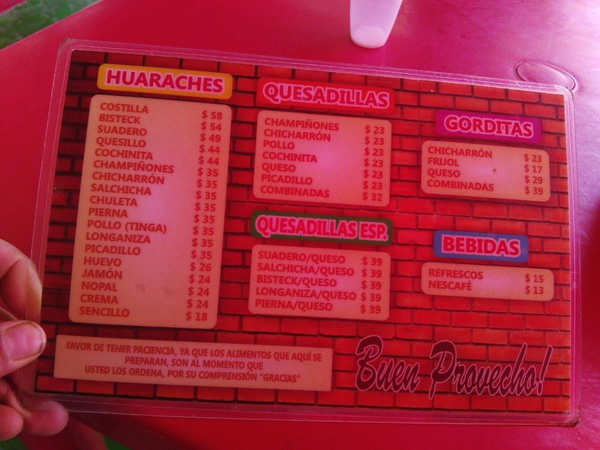 Menu at Huaraches DIANE restaurant, Ciudad Nezahualcóyotl, Palacio ...