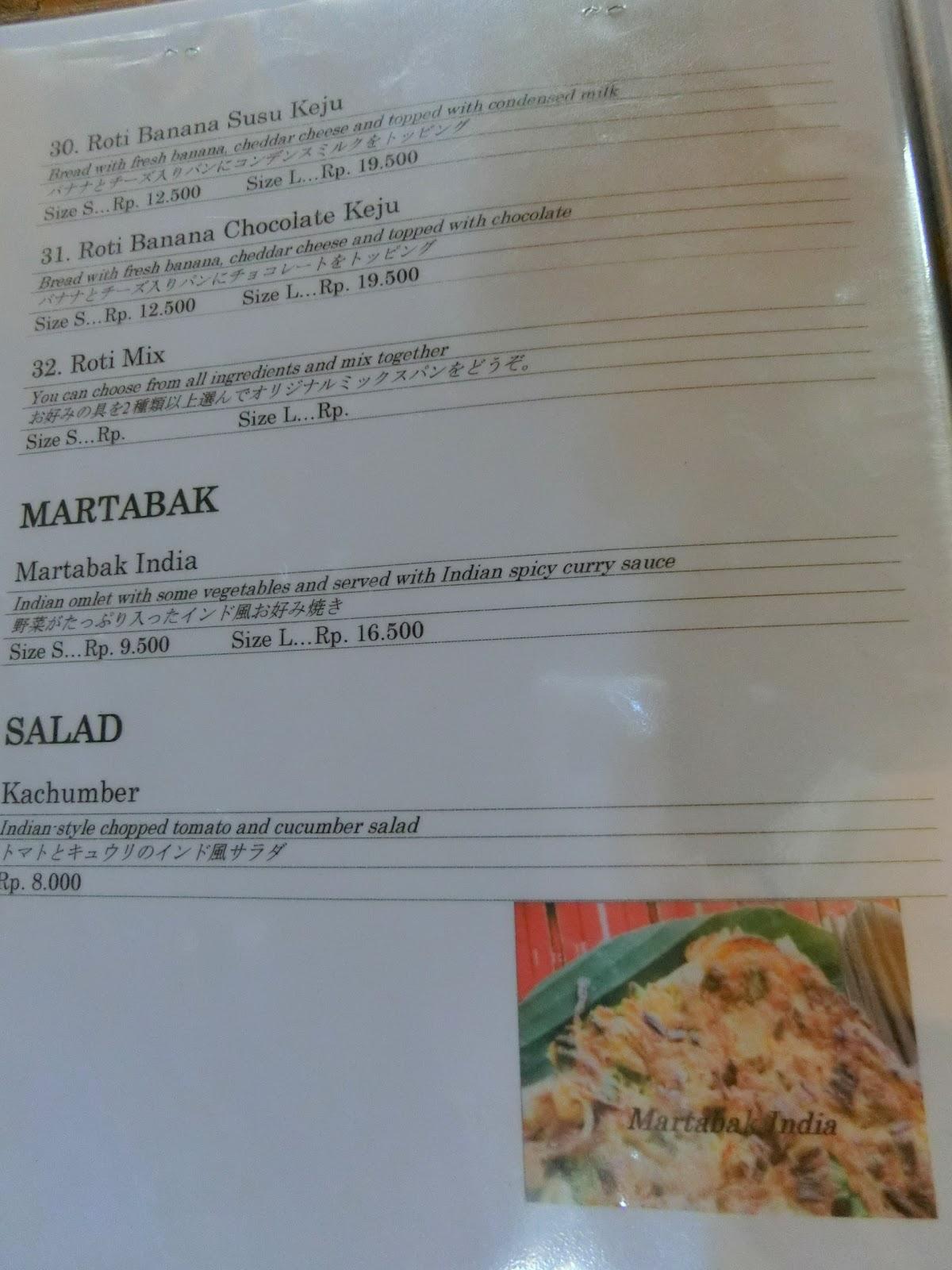 Carta del restaurante Roti Canai Dan Teh Tarik, Denpasar