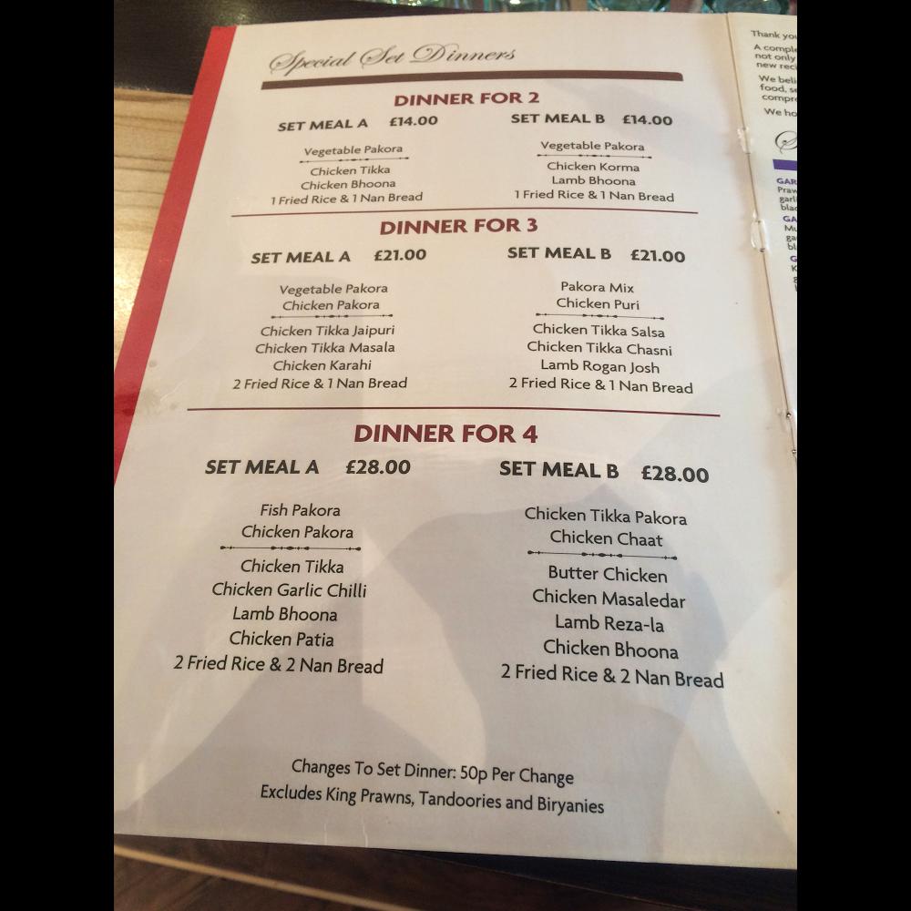 Menu at Shimla Cottage restaurant, Coatbridge