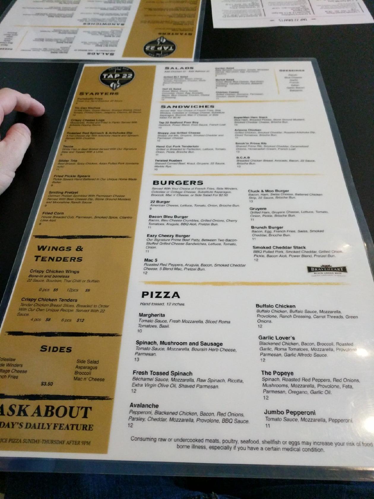 Menu at Tap 22 Grill & Bar, Silvis