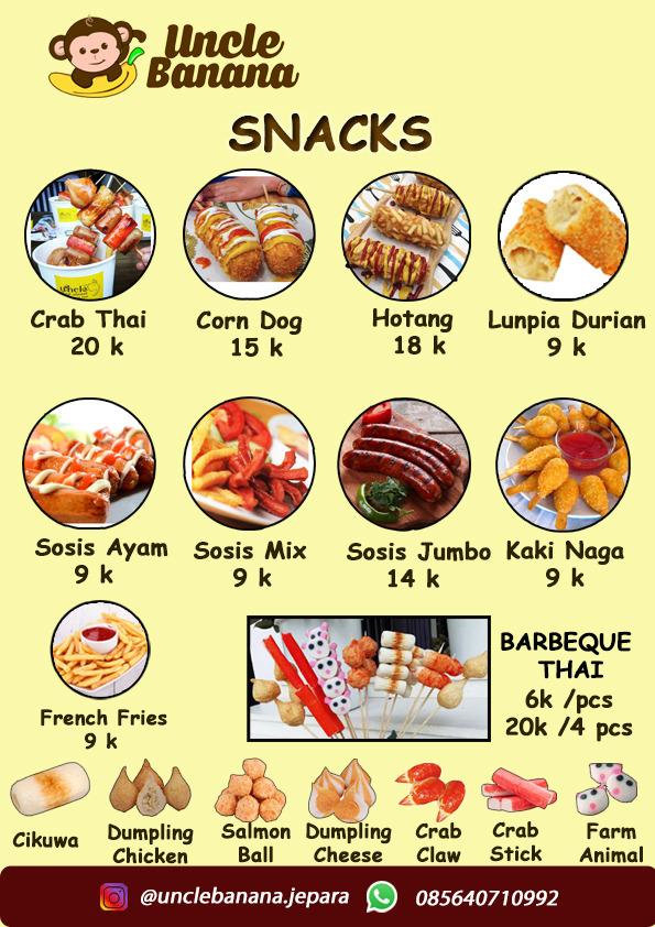 Menu at Uncle Banana cafe, Jepara