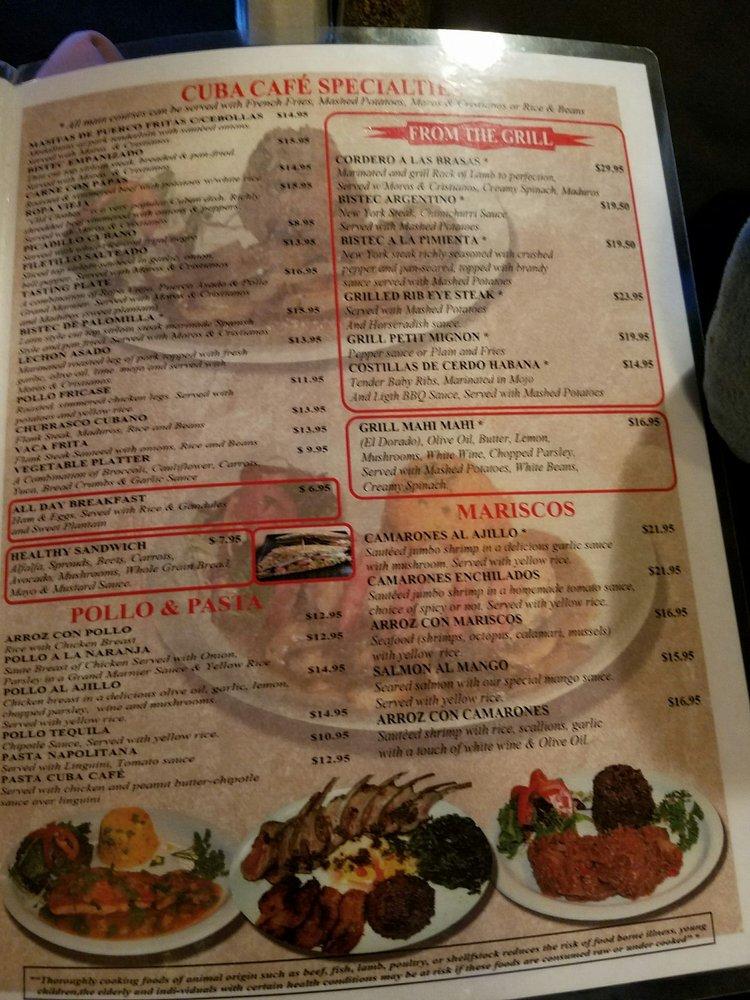 Menu at Cuba Café Restaurant, Las Vegas, E Tropicana Ave #1