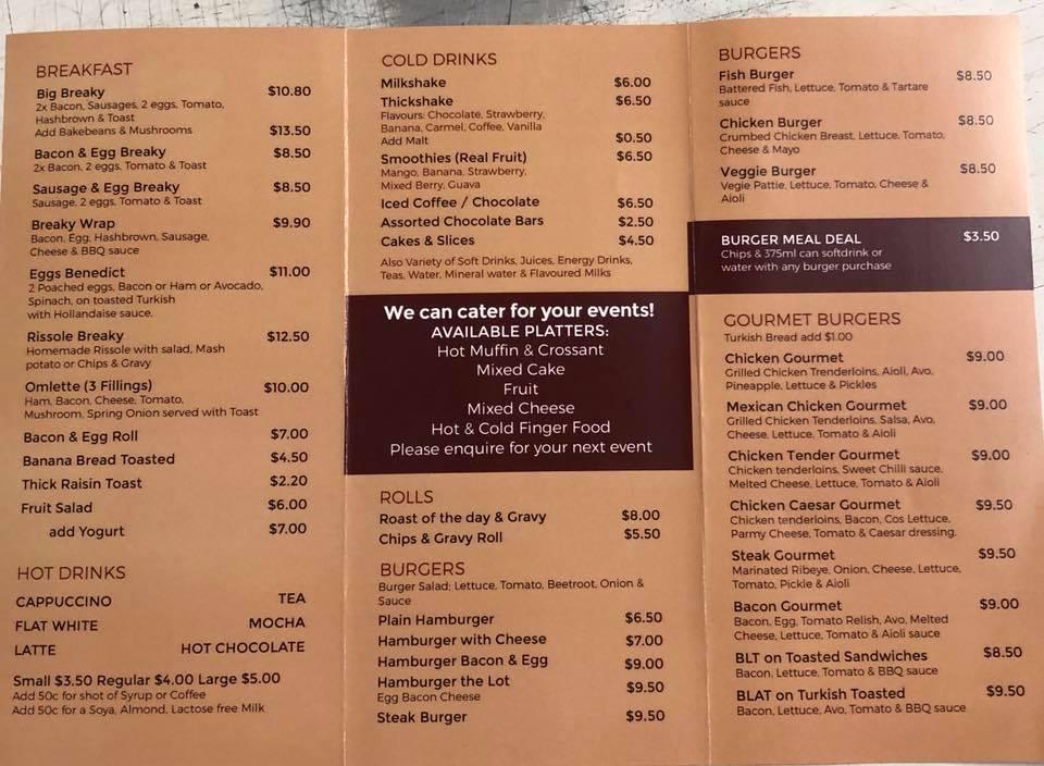 Menu at JJ's Cafe Bundall, Gold Coast