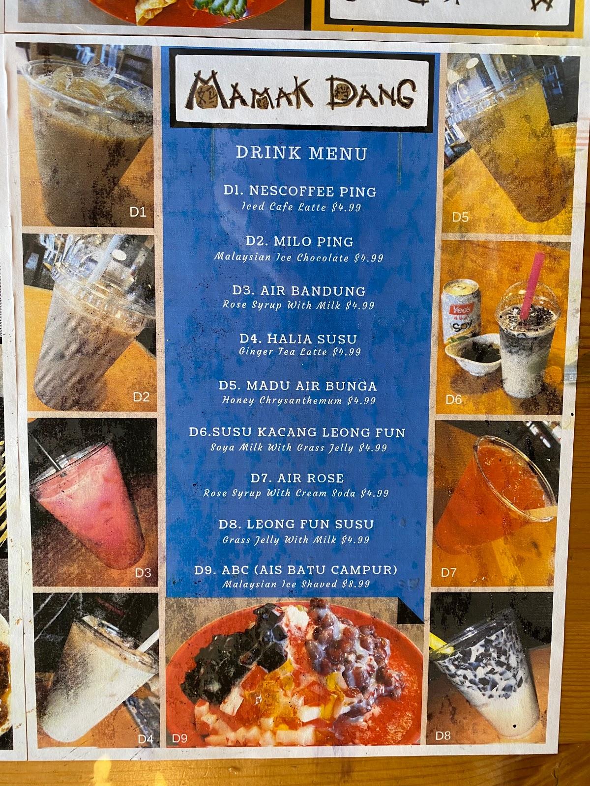 Menu at Mamak Dang Malaysian Fusion Cuisine McKnight Location ...