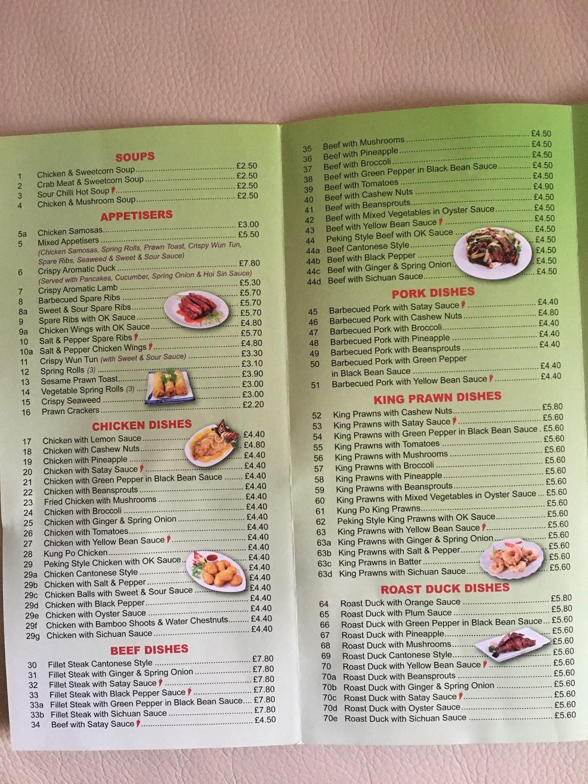 Menu at Oriental Taste fast food, Huddersfield