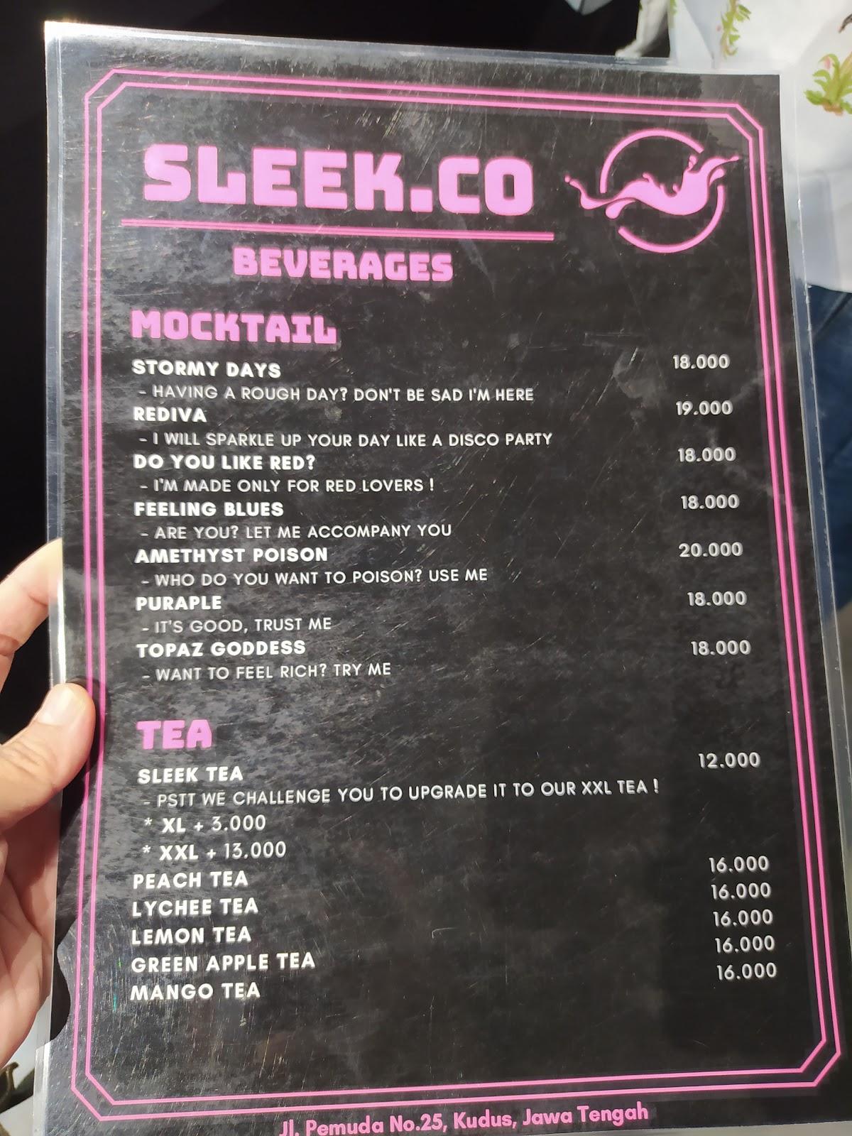 Carta de SLEEK.CO Coffee Corner, Kudus