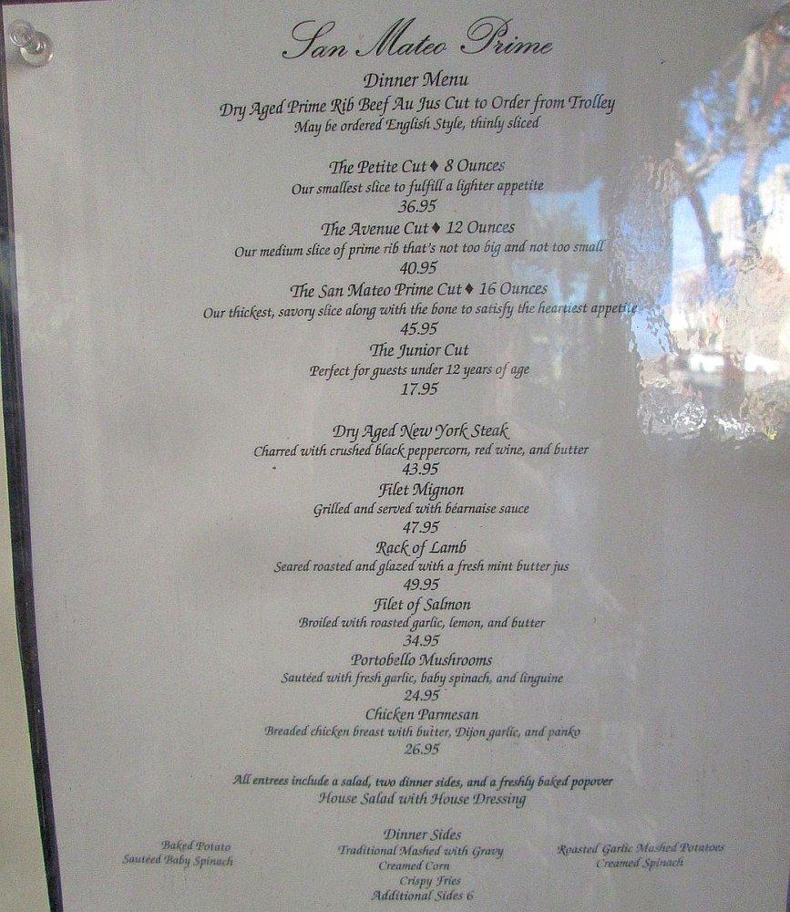 Menu at San Mateo Prime pub & bar, San Mateo