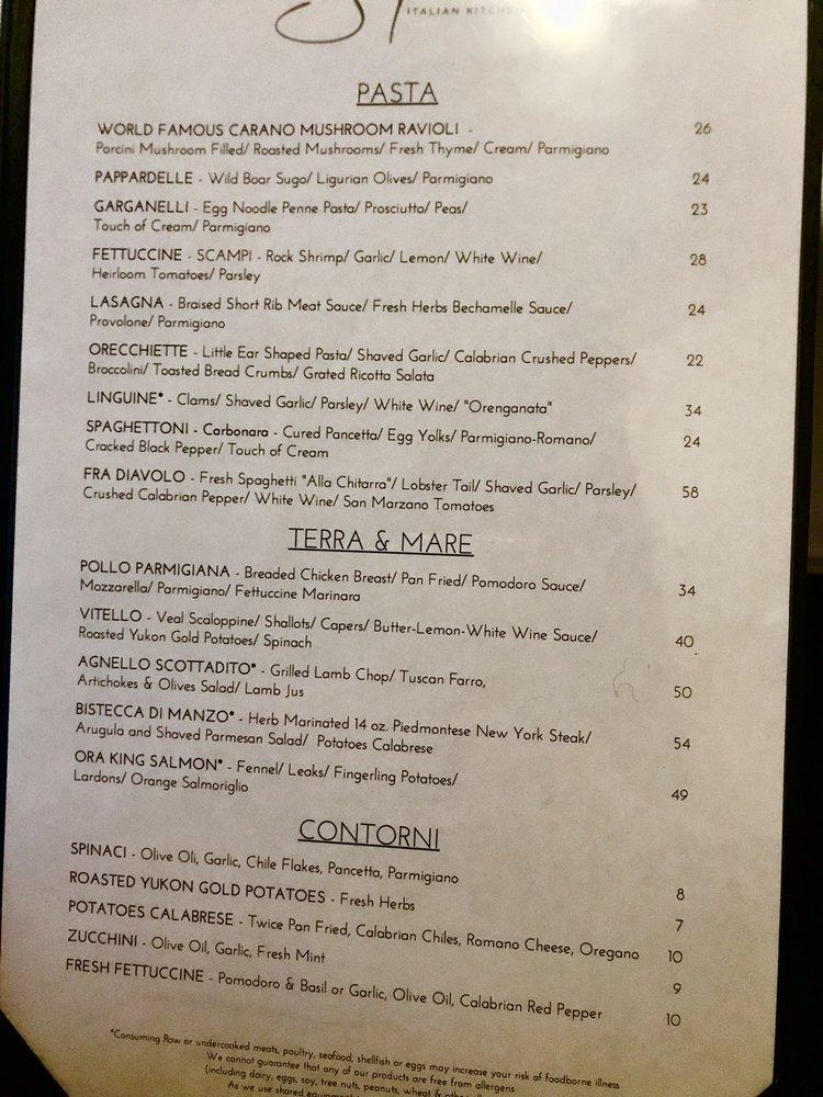Menu at Sapori Italian Kitchen at Harrah's Lake Tahoe restaurant, Stateline